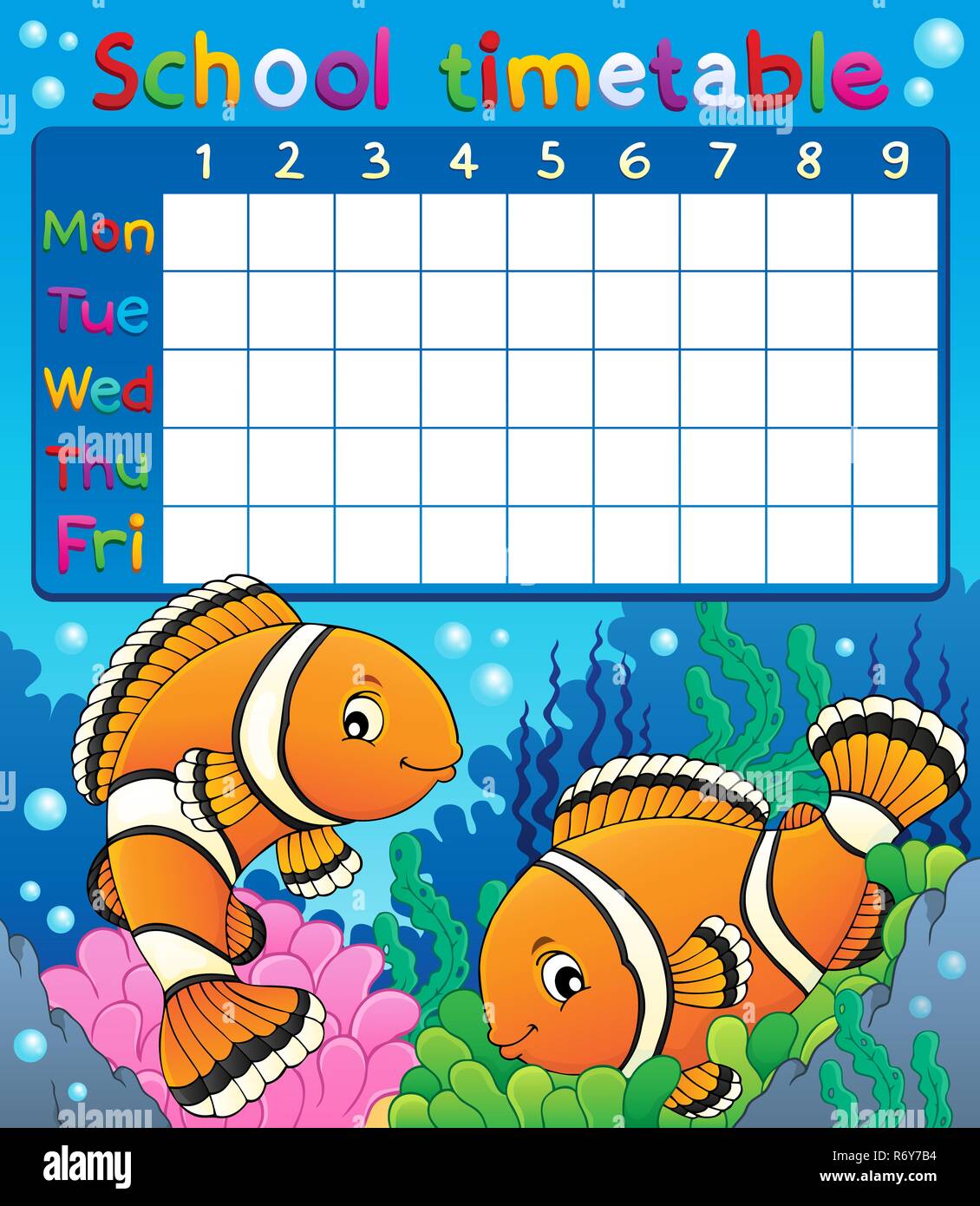 School timetable with clownfish theme Stock Photo - Alamy