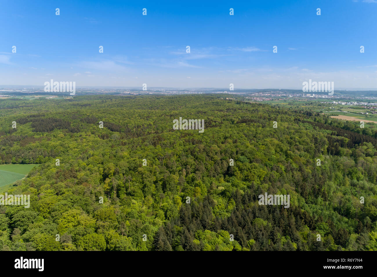 aerial view landscape forest and fields in spring Stock Photo - Alamy