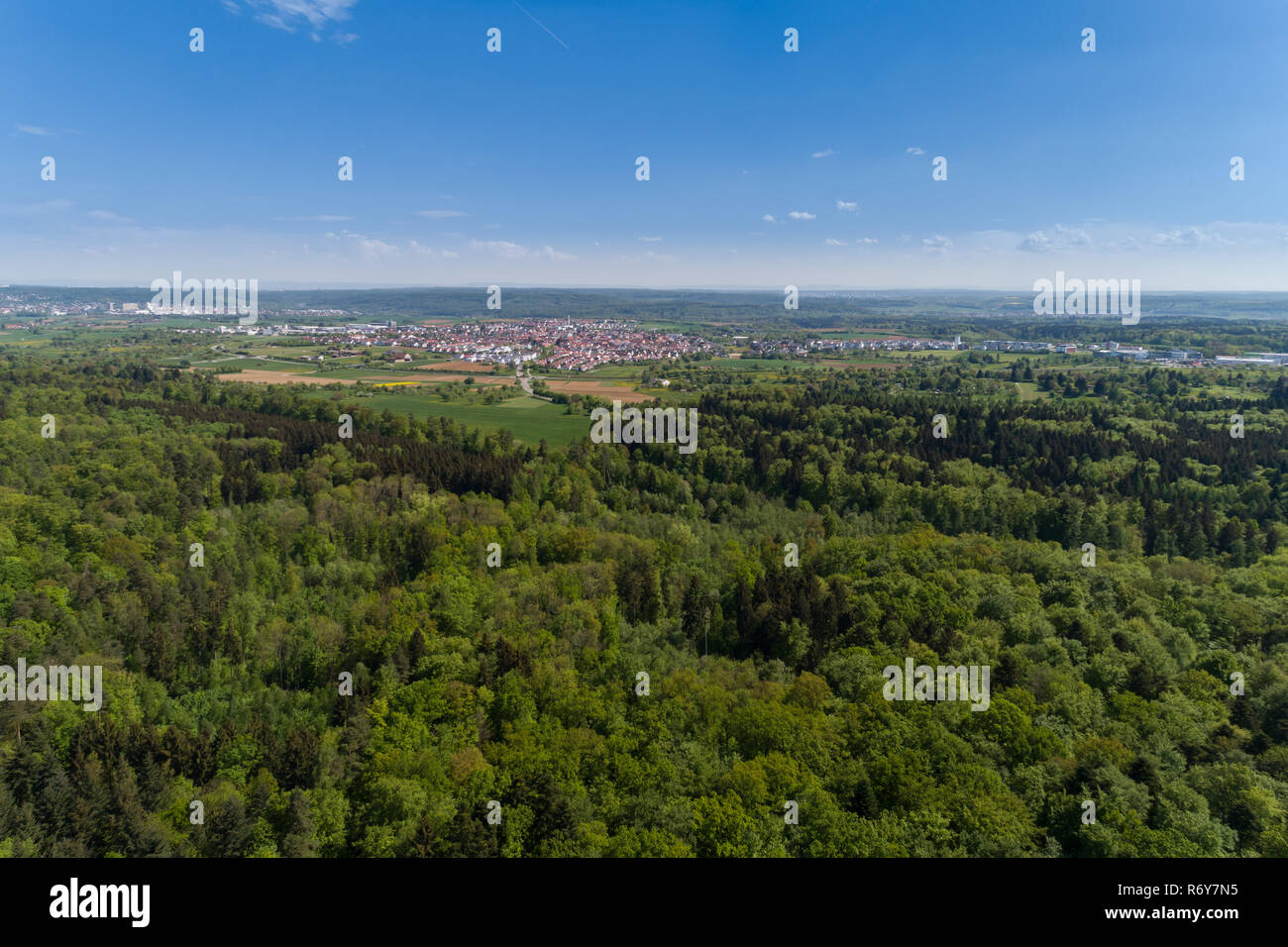 aerial view landscape forest and fields in spring Stock Photo - Alamy
