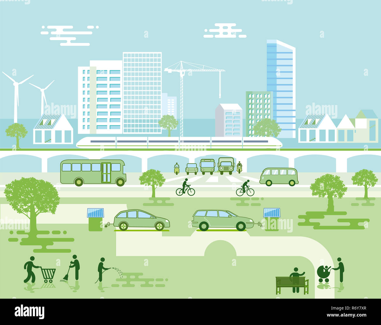 ecological city with electric vehicles Stock Photo - Alamy