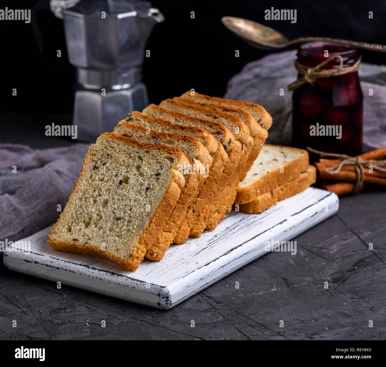 Square pieces of bread from white wheat flour Stock Photo - Alamy
