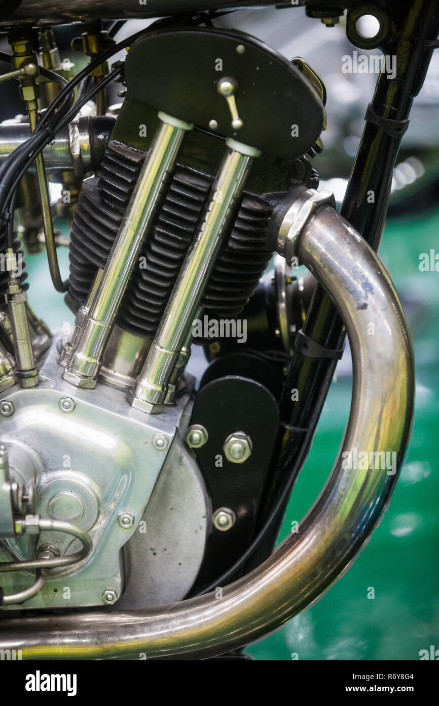 Vintage motorcycle exhaust pipe and cylinder Stock Photo - Alamy