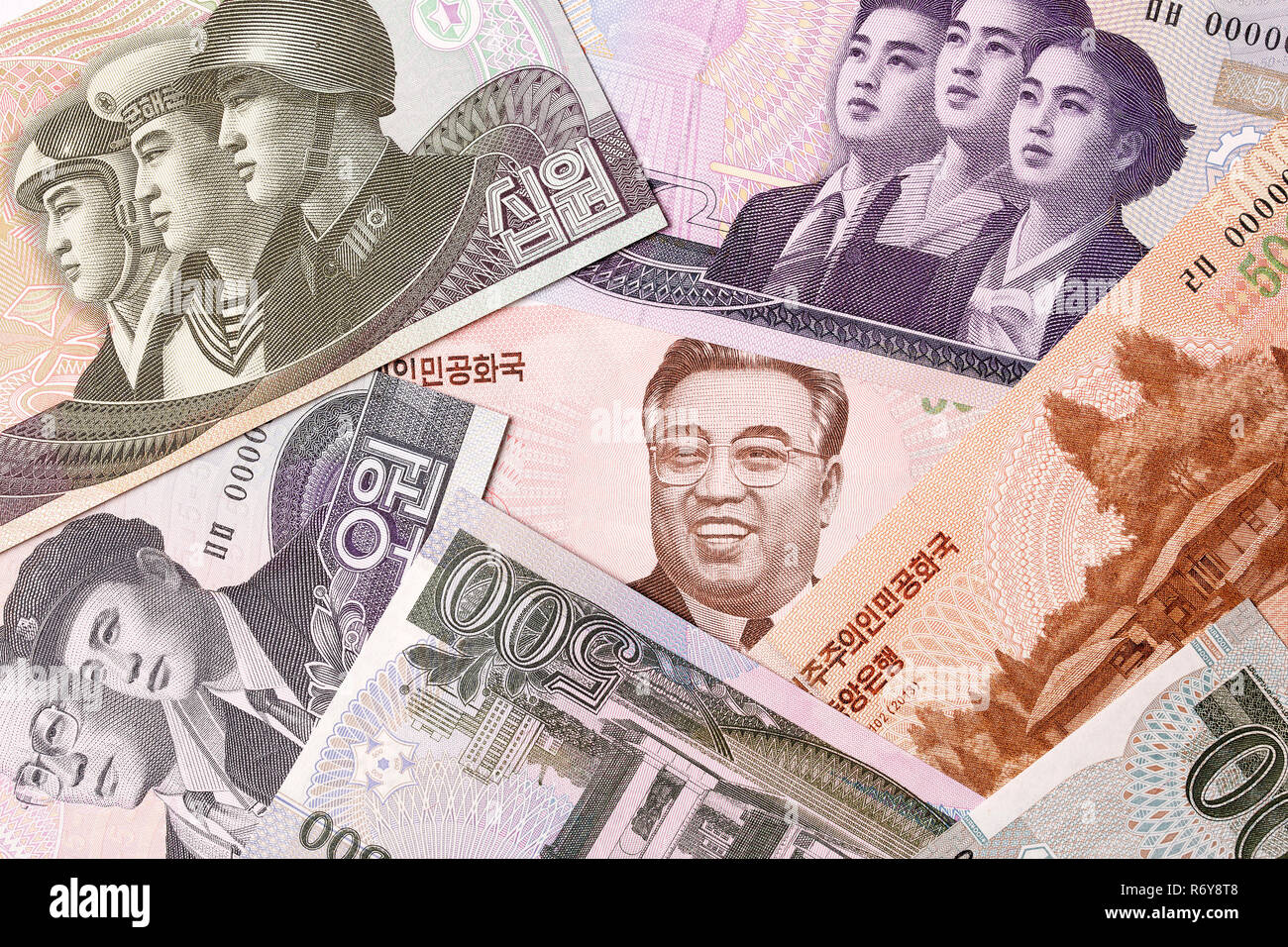North Korean money, a background Stock Photo - Alamy