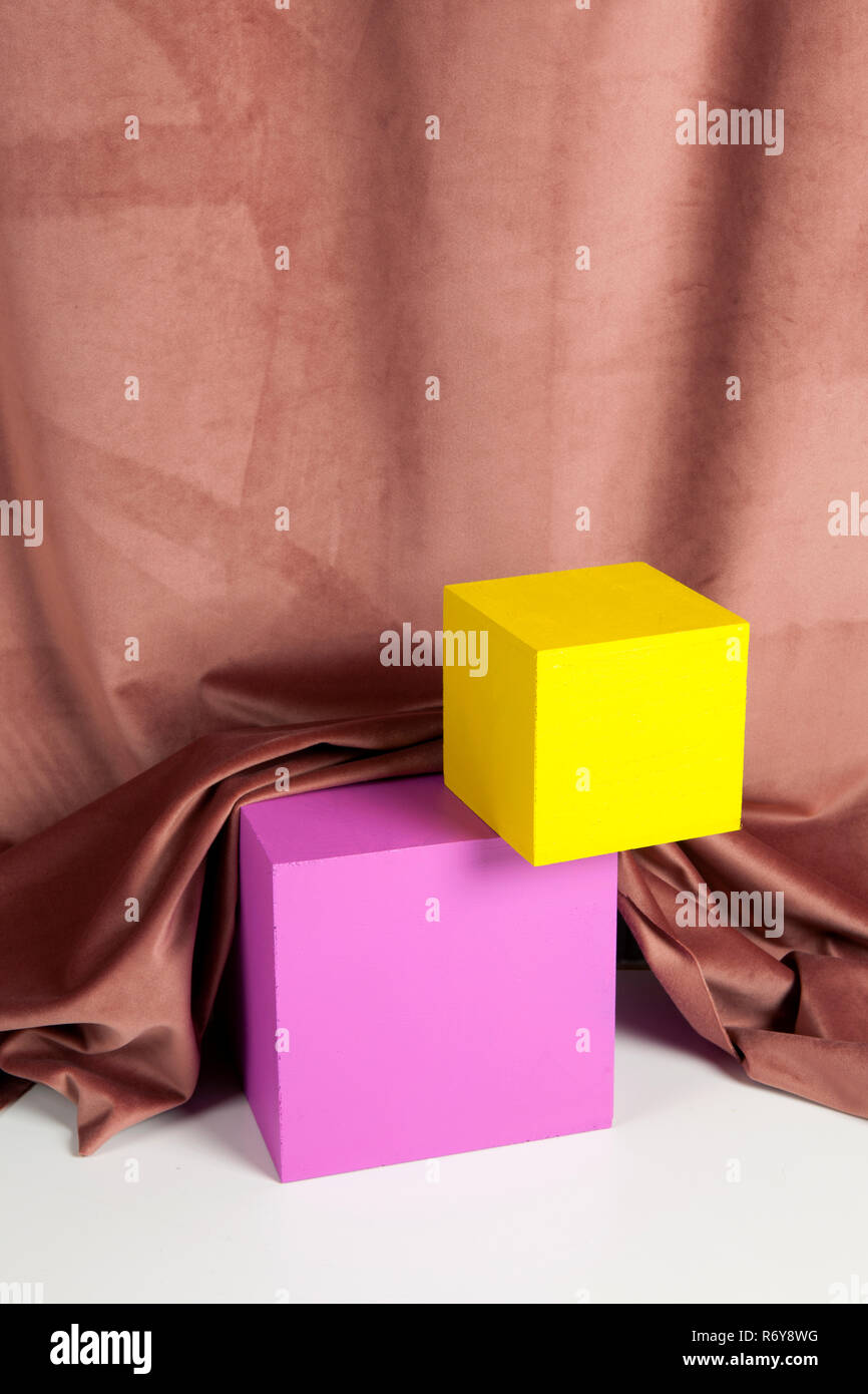 equilibrium colouful velvet cube Stock Photo - Alamy