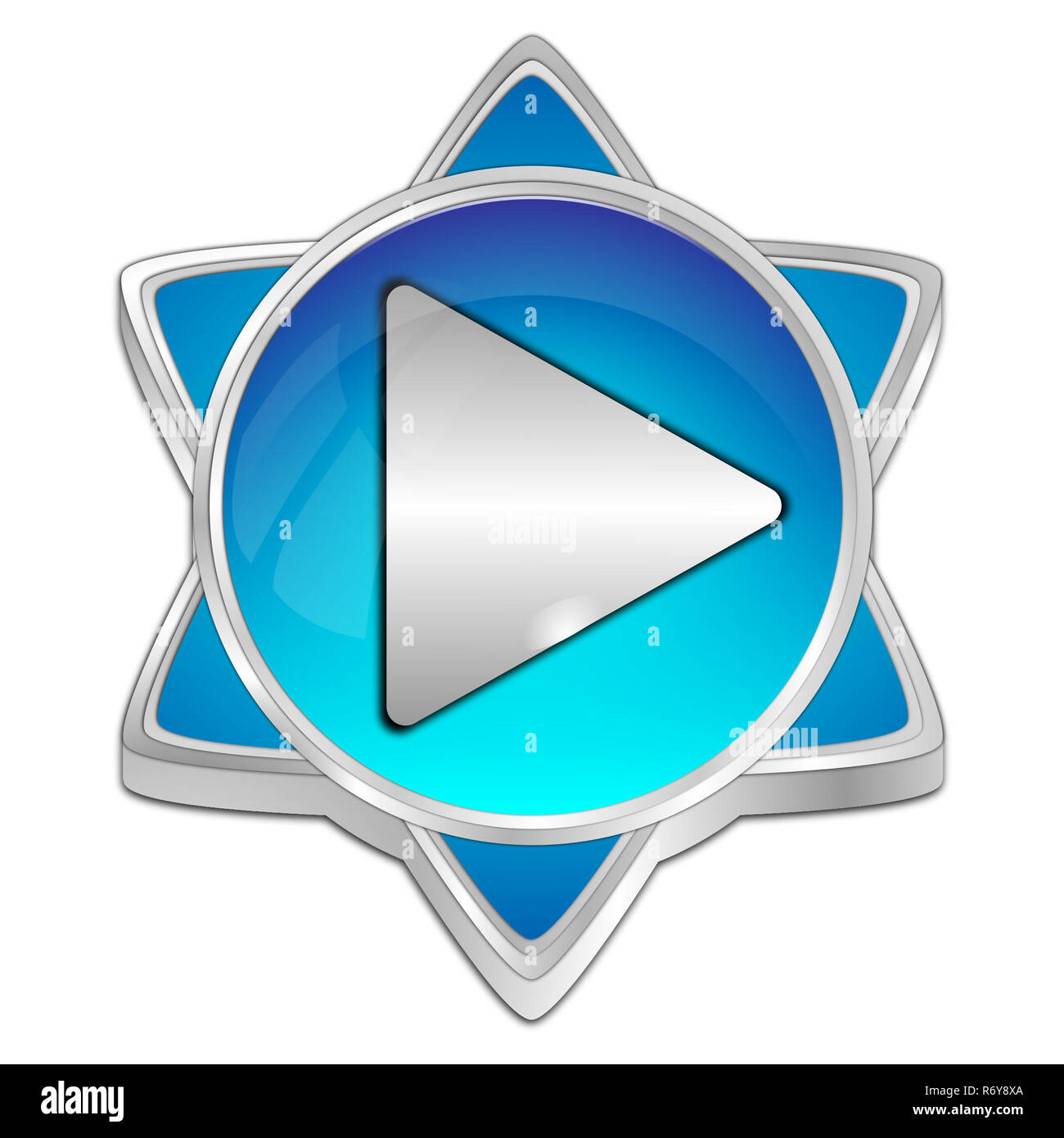 glossy blue Play Button - 3D illustration Stock Photo - Alamy