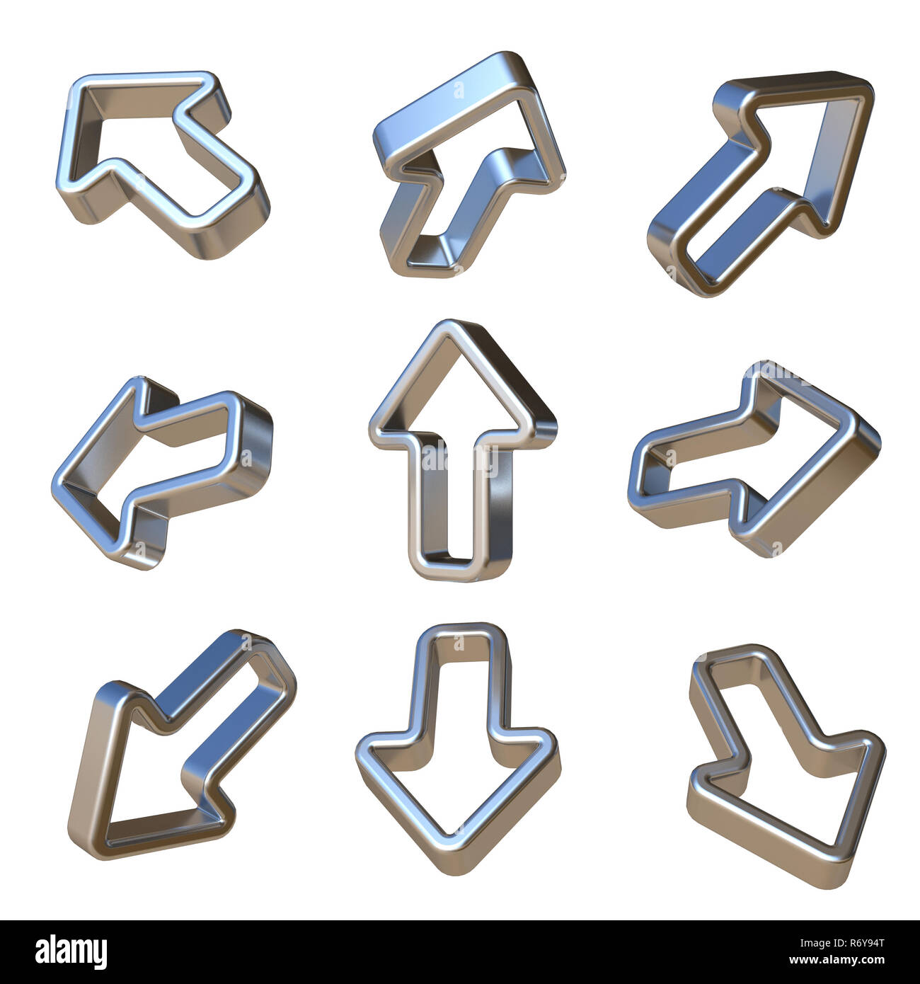Metal dimensional arrows 3D Stock Photo - Alamy