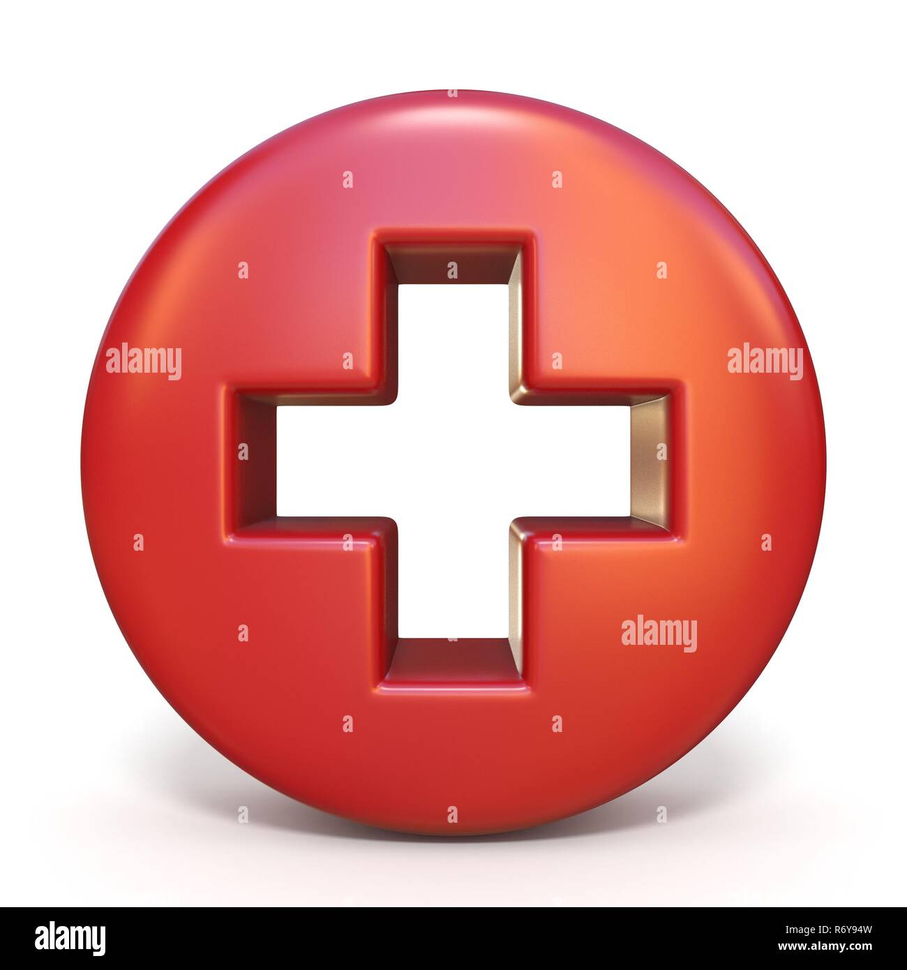 Symbol plus red sign 3D Stock Photo - Alamy