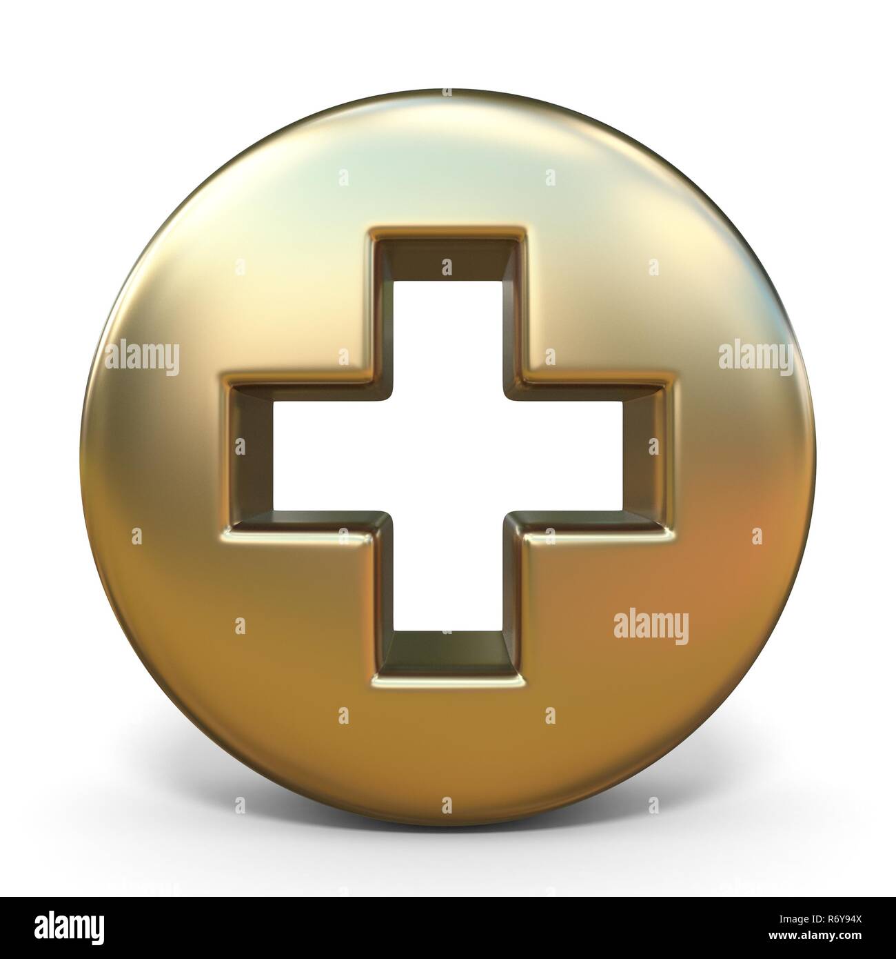 Symbol plus golden sign 3D Stock Photo - Alamy