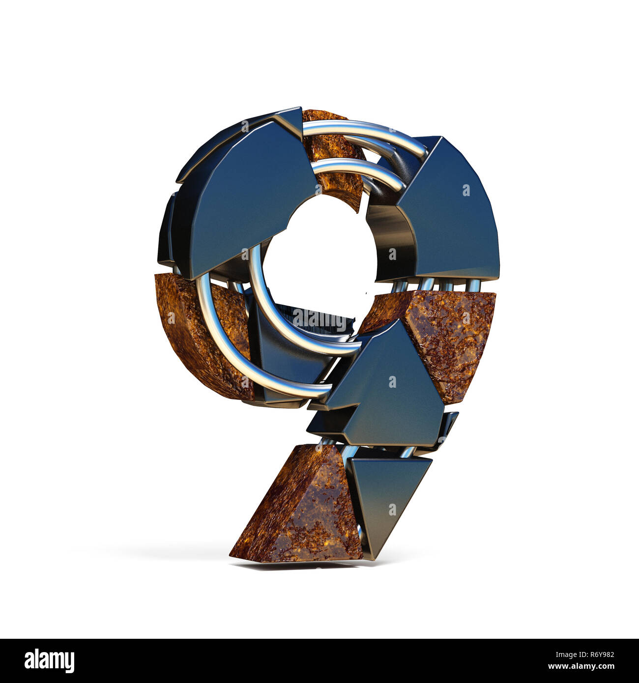 Black brown fracture font number 9 NINE 3D Stock Photo - Alamy
