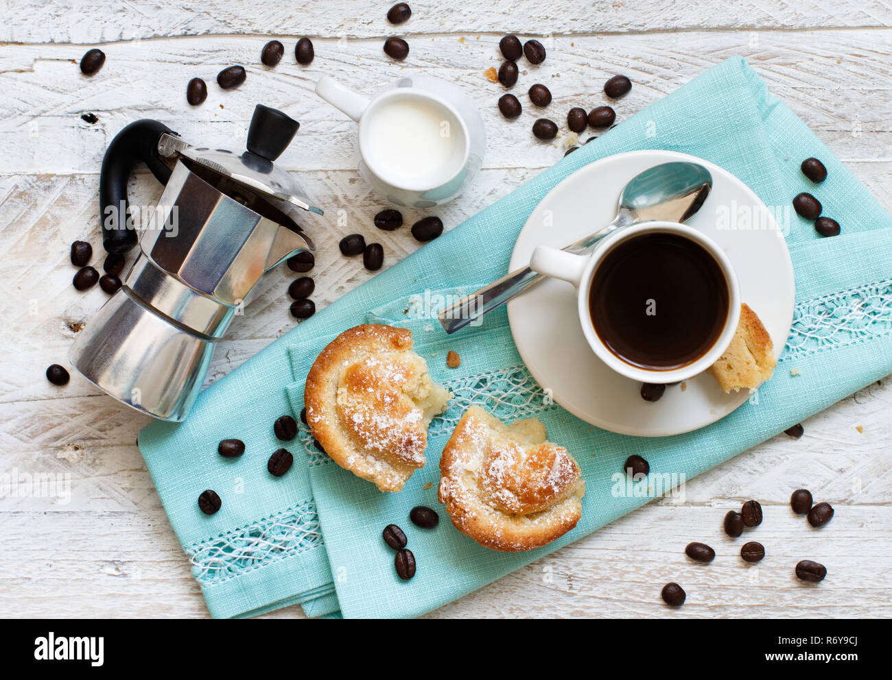 Italian coffee set for breakfast Stock Photo - Alamy