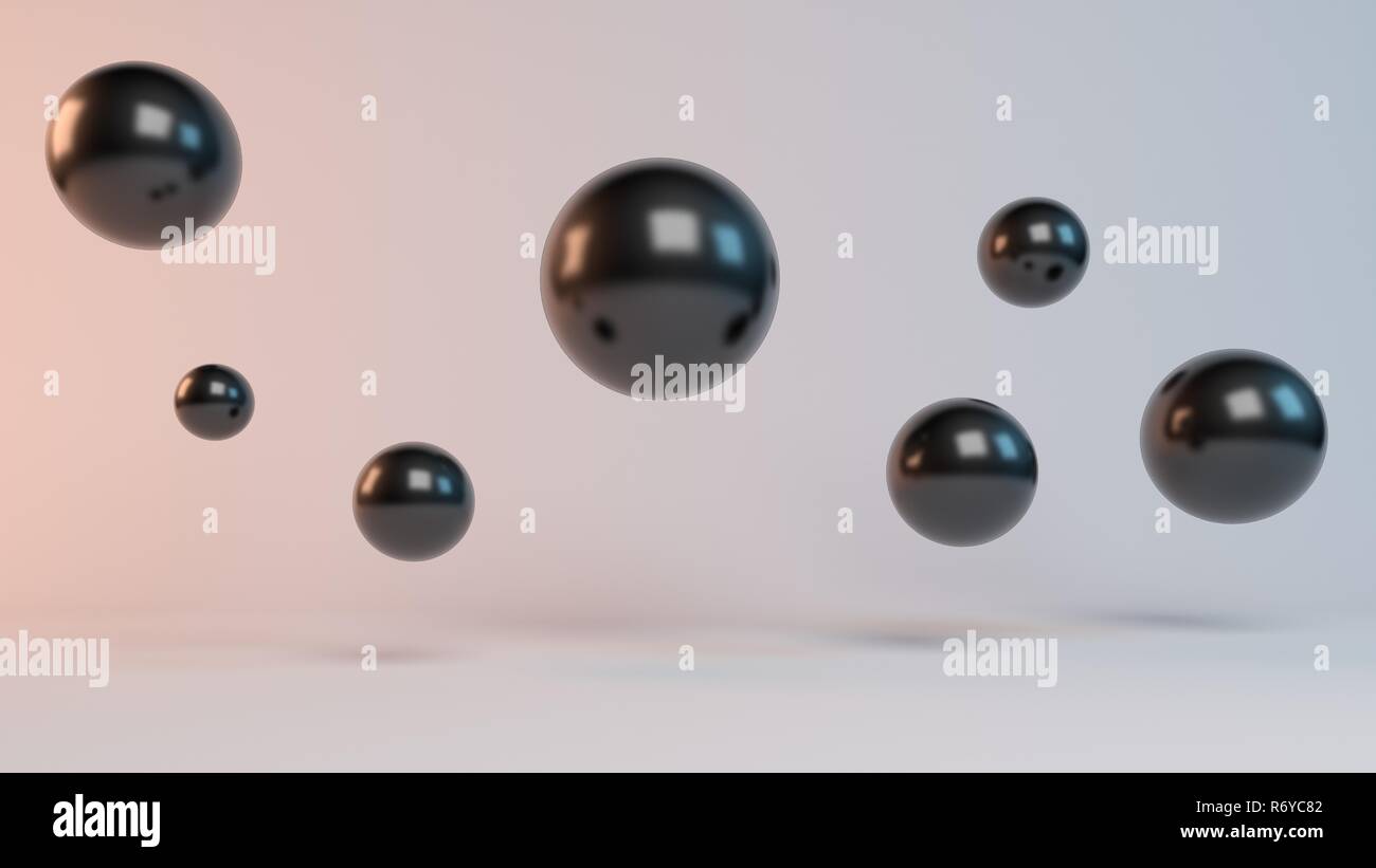 flying 3d rendering spheres inside a studio Stock Photo - Alamy