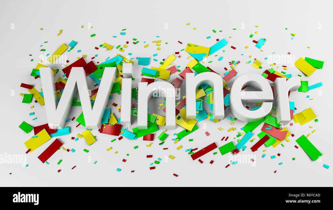 3d illustration of a winner text Stock Photo - Alamy