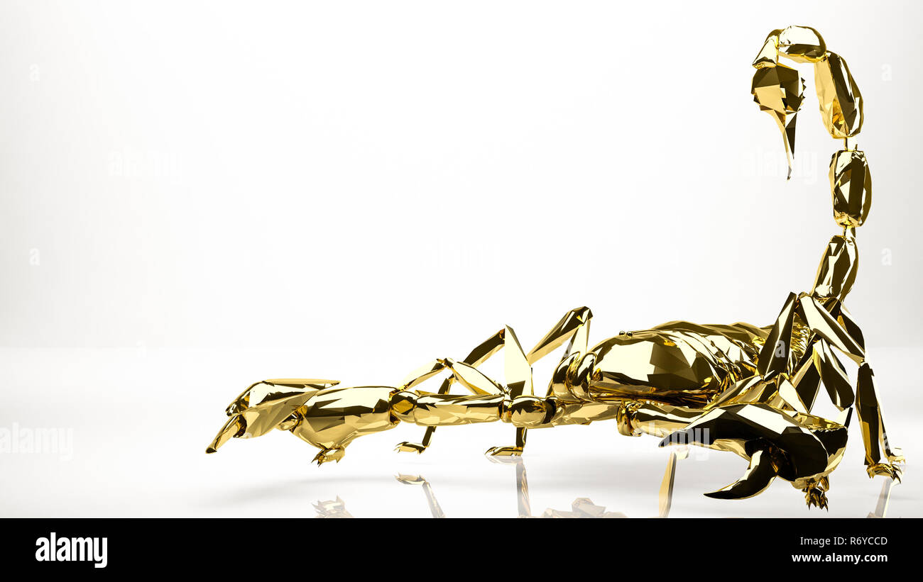 golden 3d rendering of a scorpion inside a studio Stock Photo - Alamy