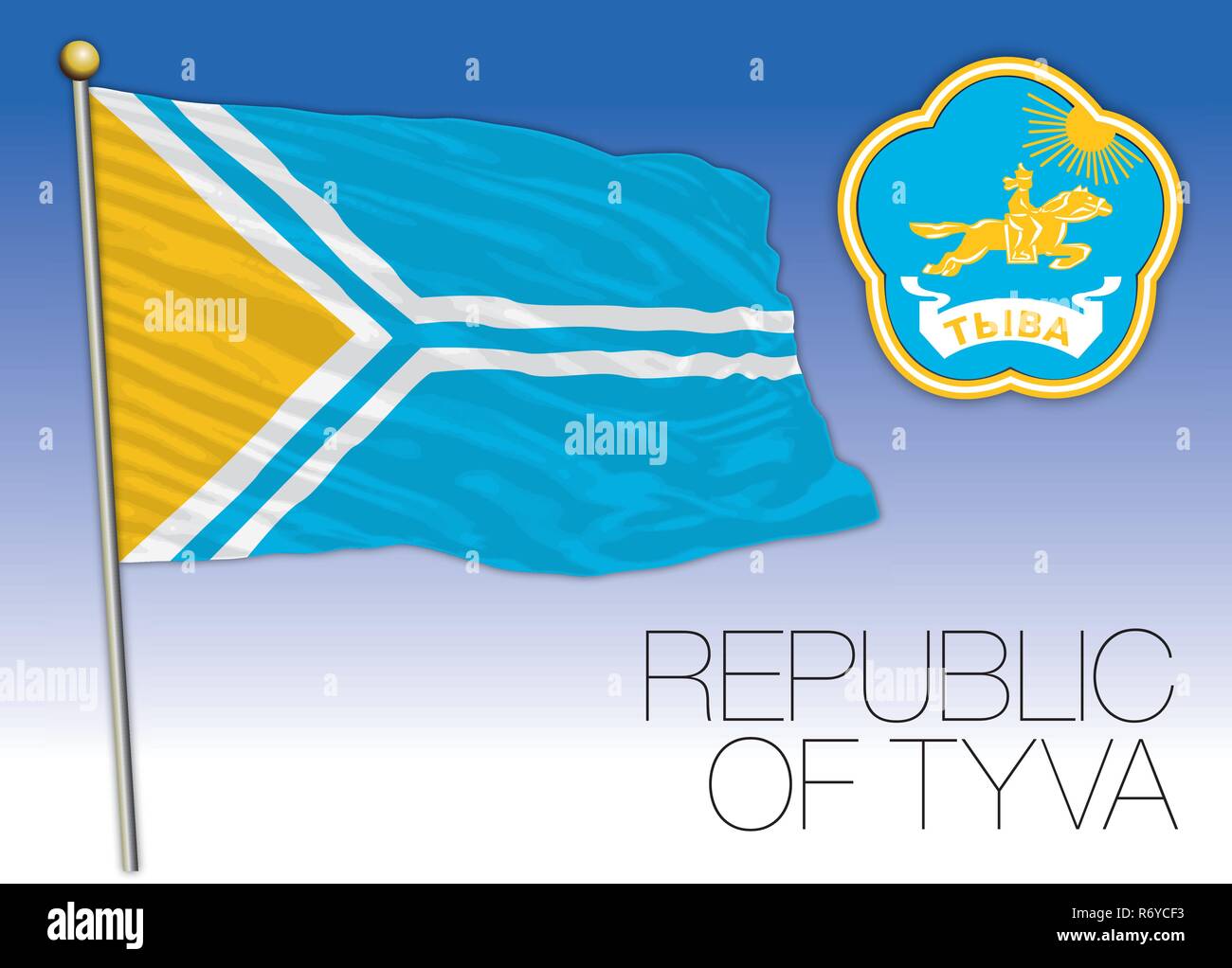 Tyva Republic flag, Russian Federation, vector illustration Stock ...