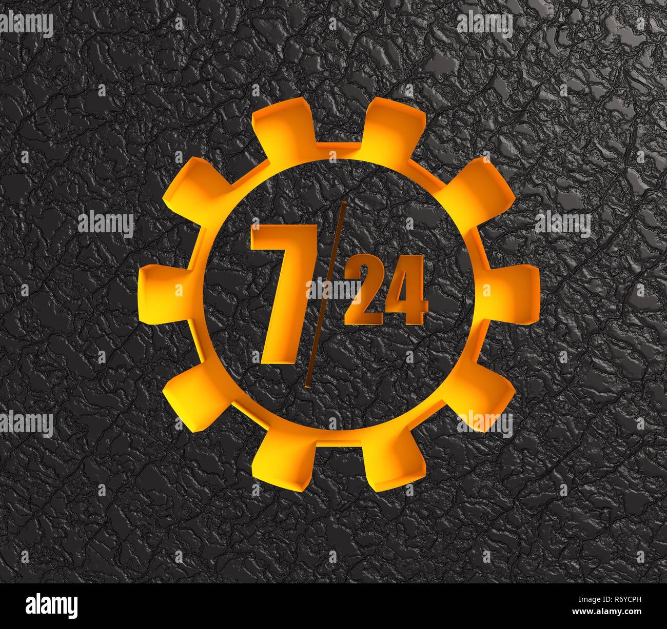 timing badge symbol 7 and 24 Stock Photo - Alamy