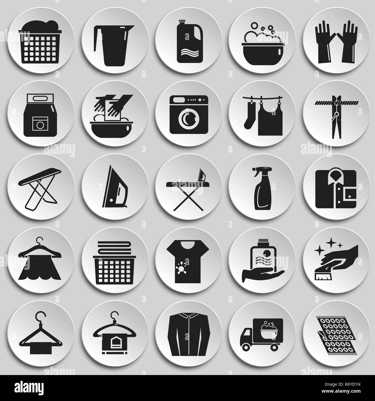 Laundry icons set on plates background for graphic and web design ...