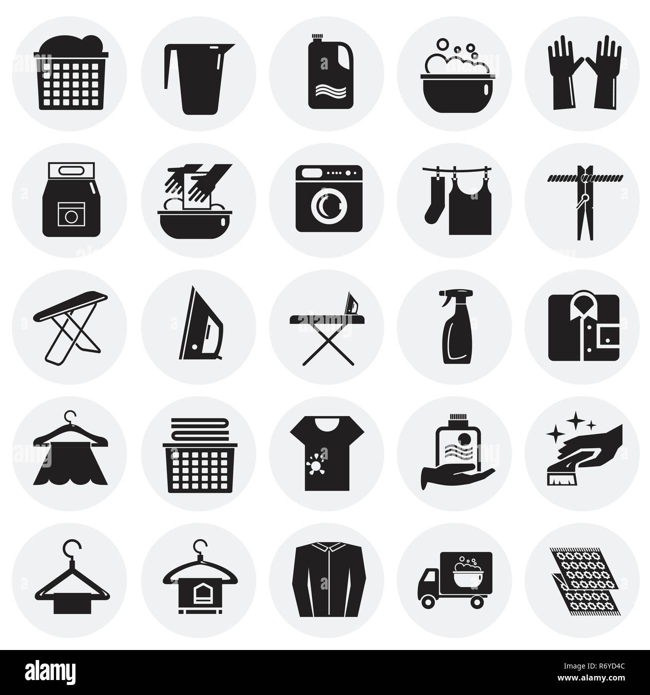 Laundry icons set on circles background for graphic and web design ...