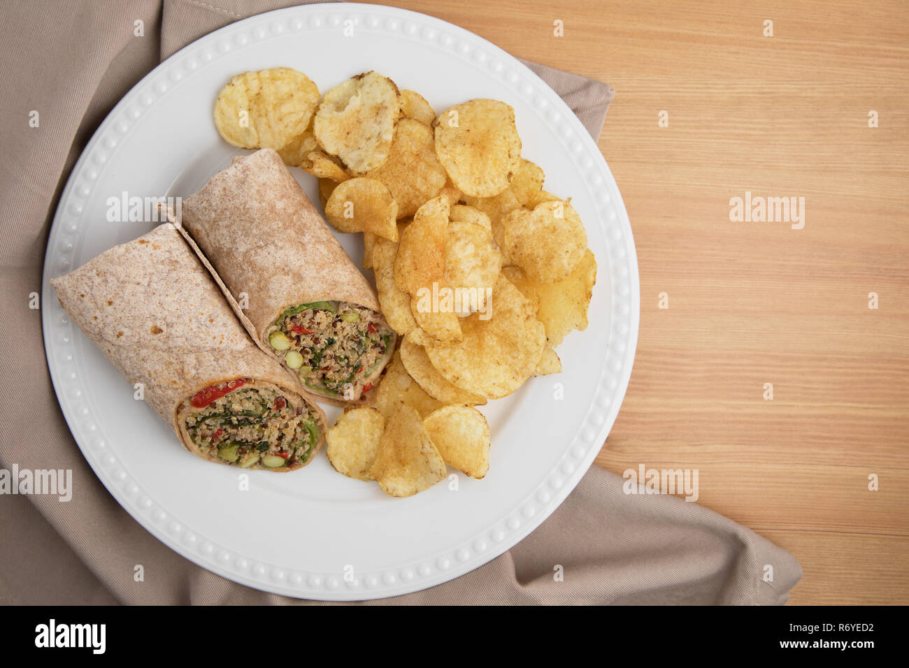 Veggie Wrap with Chips Stock Photo - Alamy