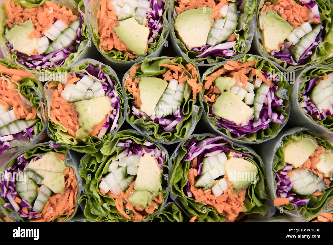 Vegetarian Avocado Spring Roll Stock Photo - Alamy