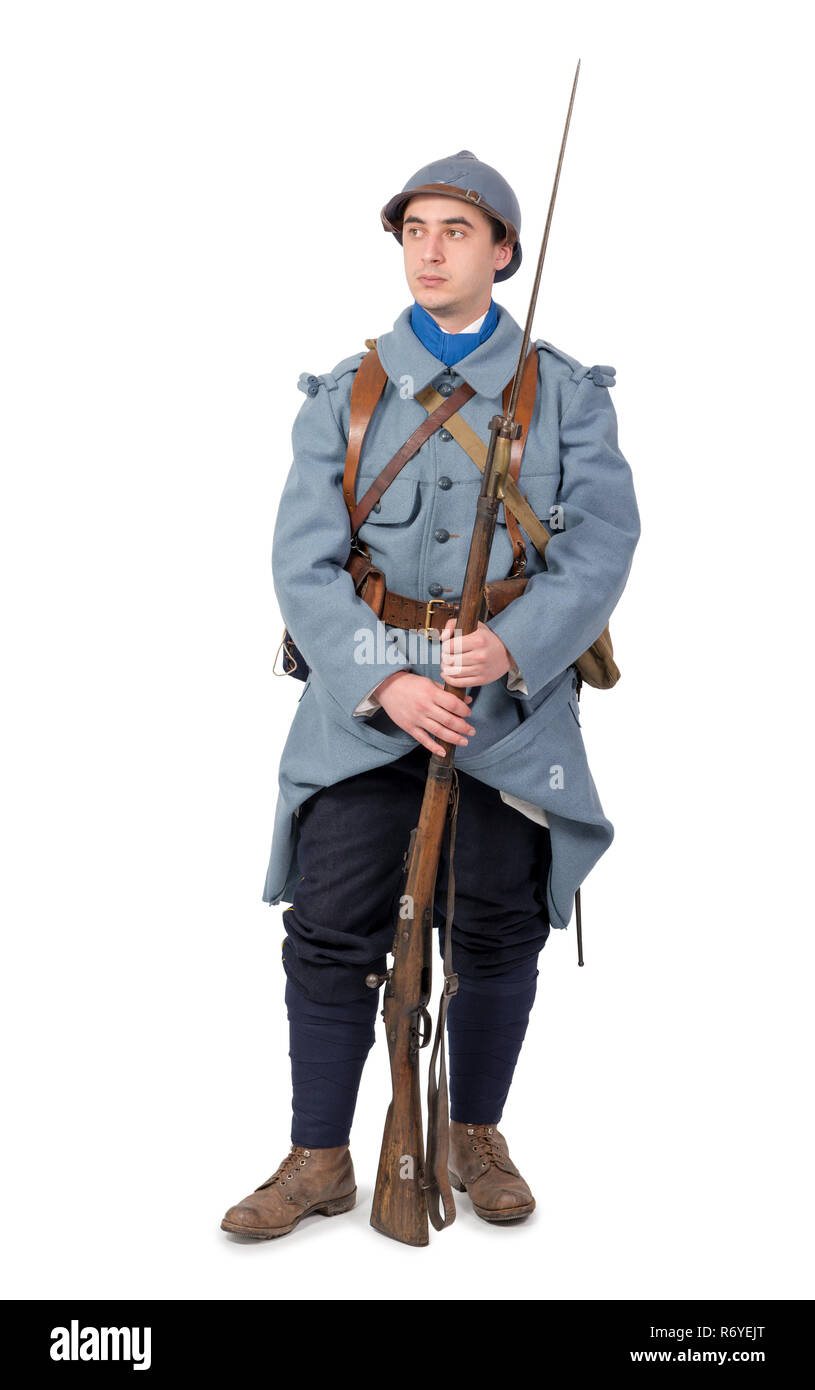 French soldier 1918 isolated on a white background Stock Photo - Alamy