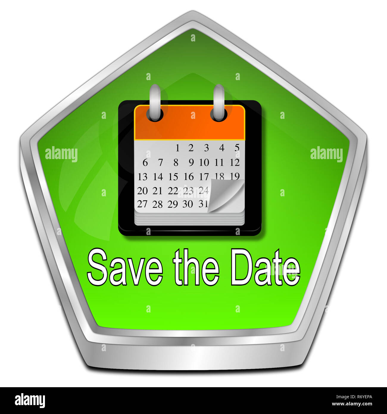 green Save the Date Button - 3D illustration Stock Photo - Alamy