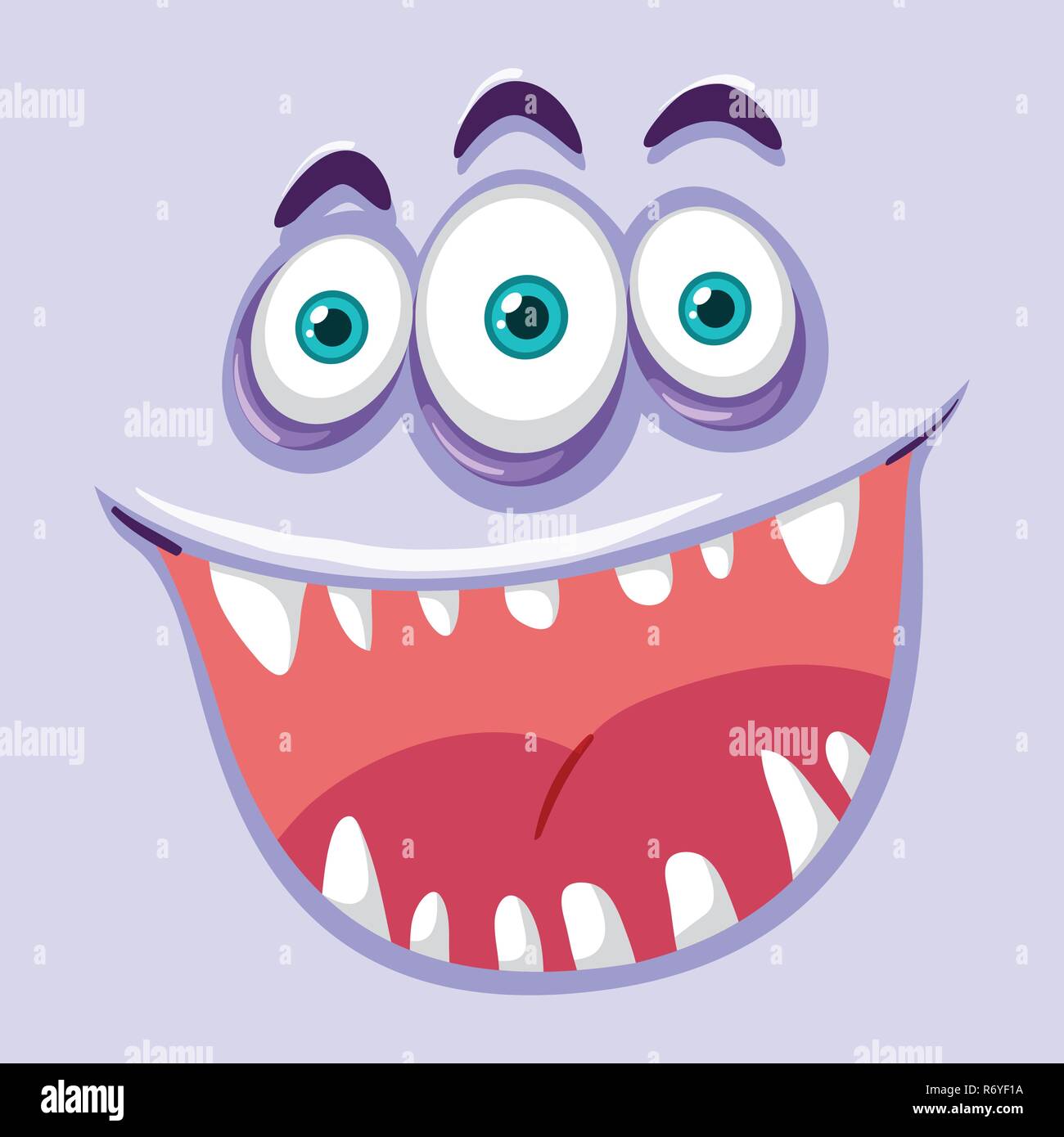 Creepy three eyed monster face illustration Stock Vector Image & Art ...