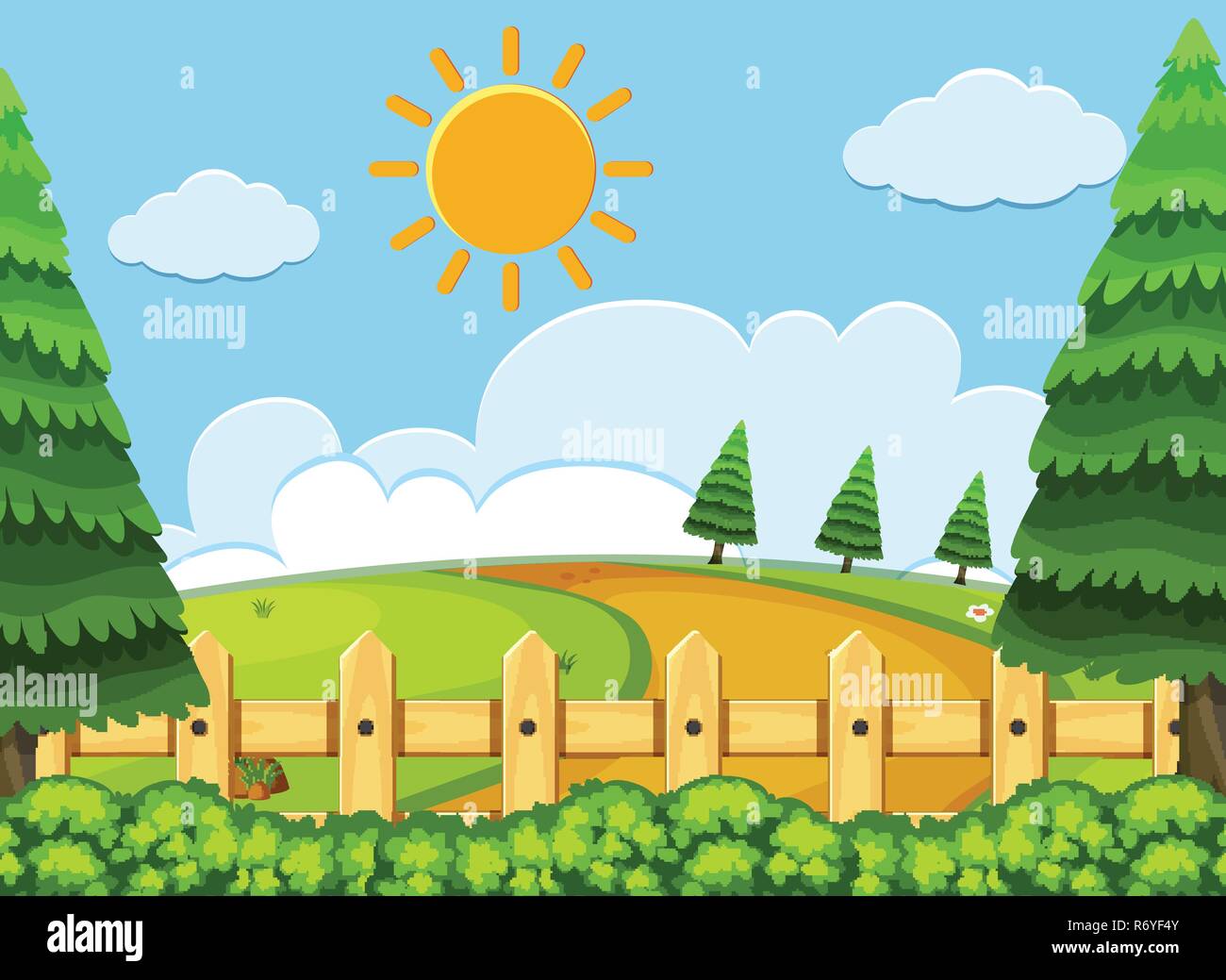 A flat nature landscape illustration Stock Vector Image & Art - Alamy