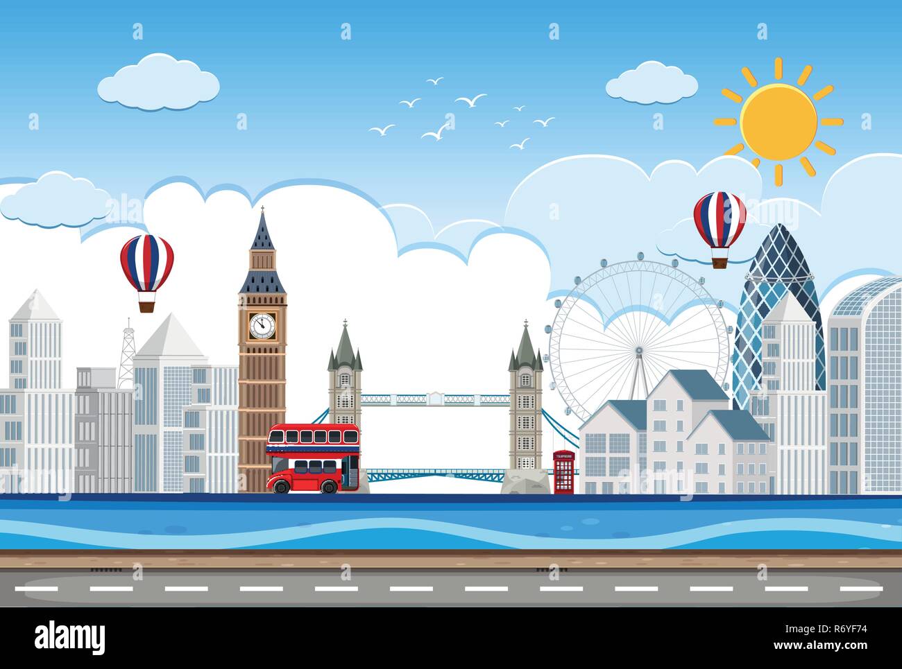 London city lin scene illustration Stock Vector Image & Art - Alamy