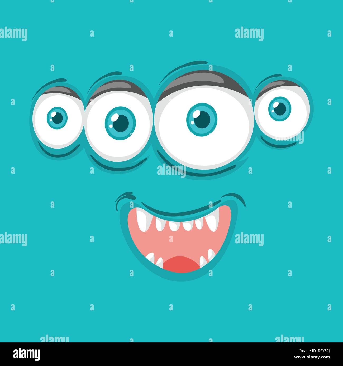 Four eyed monster face illustration Stock Vector Image & Art - Alamy