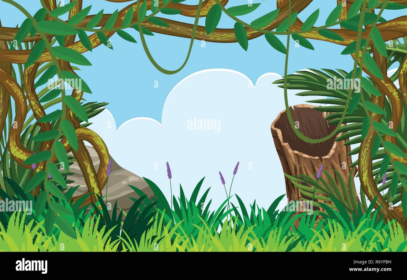 A green jungle landscape illustration Stock Vector Image & Art - Alamy