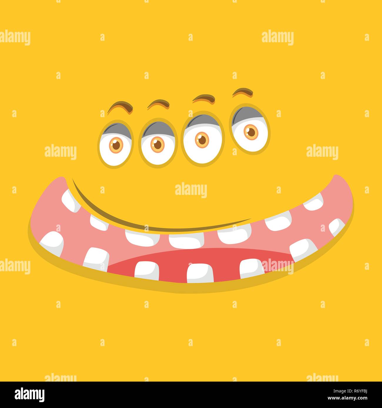 Four eyed monster face illustration Stock Vector Image & Art - Alamy