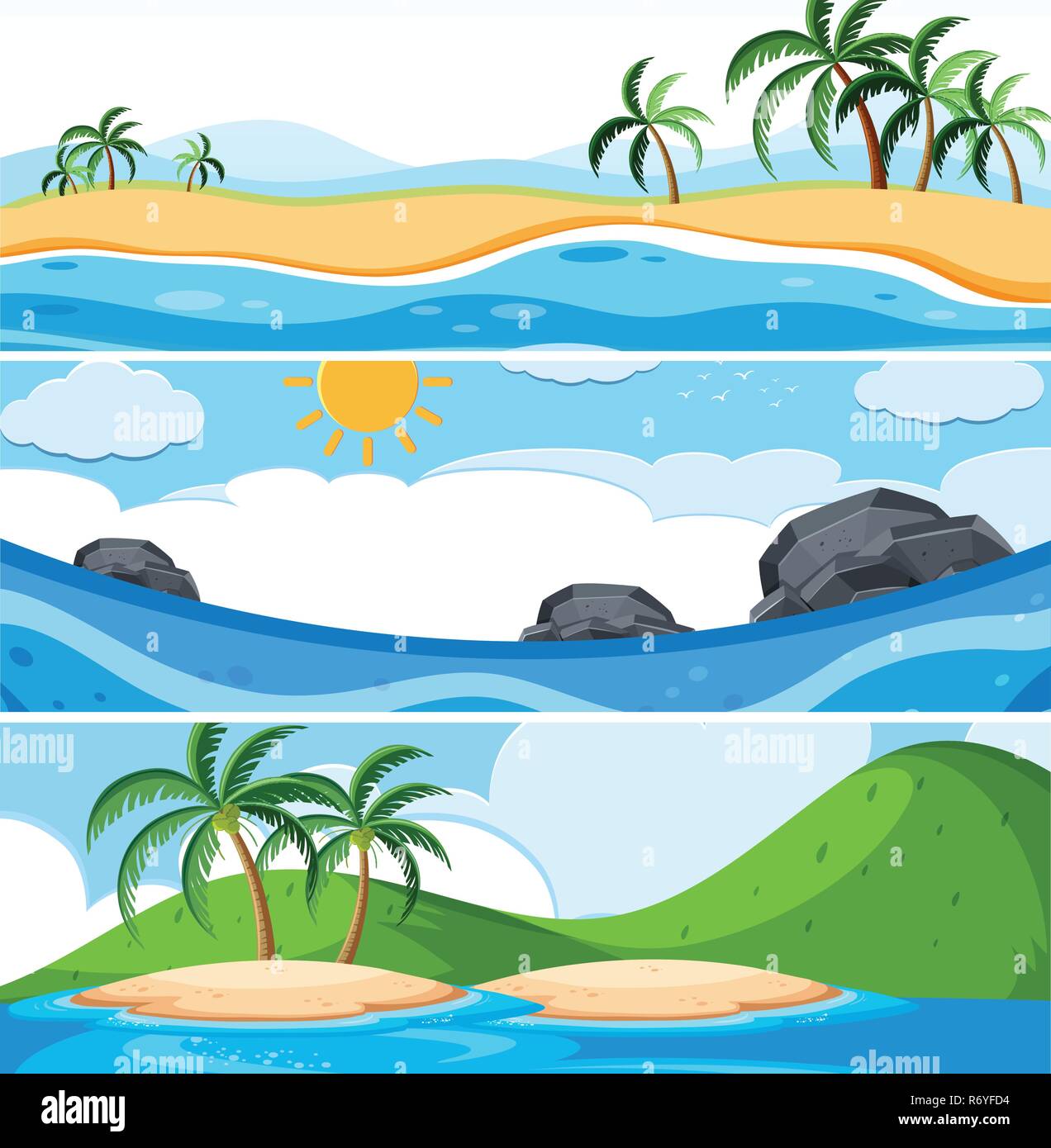 Set of ocean scenes illustration Stock Vector Image & Art - Alamy