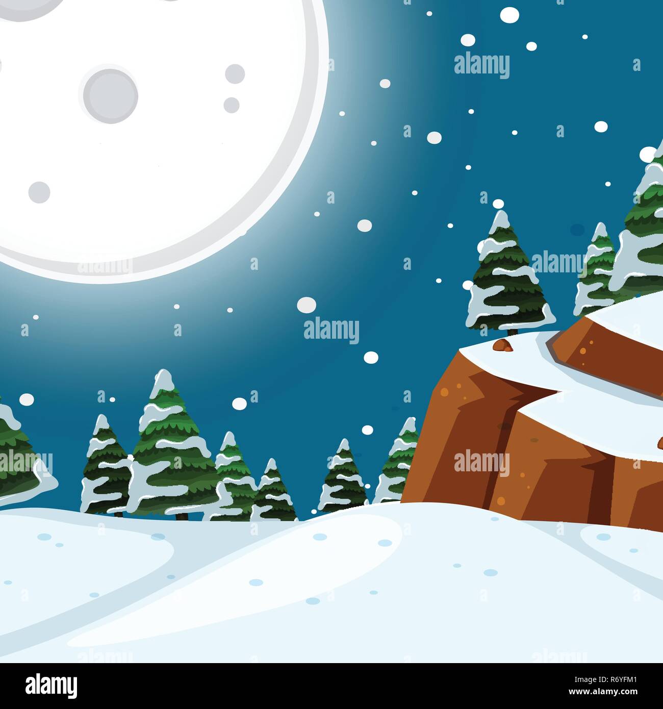 Snow night time scene illustration Stock Vector Image & Art - Alamy