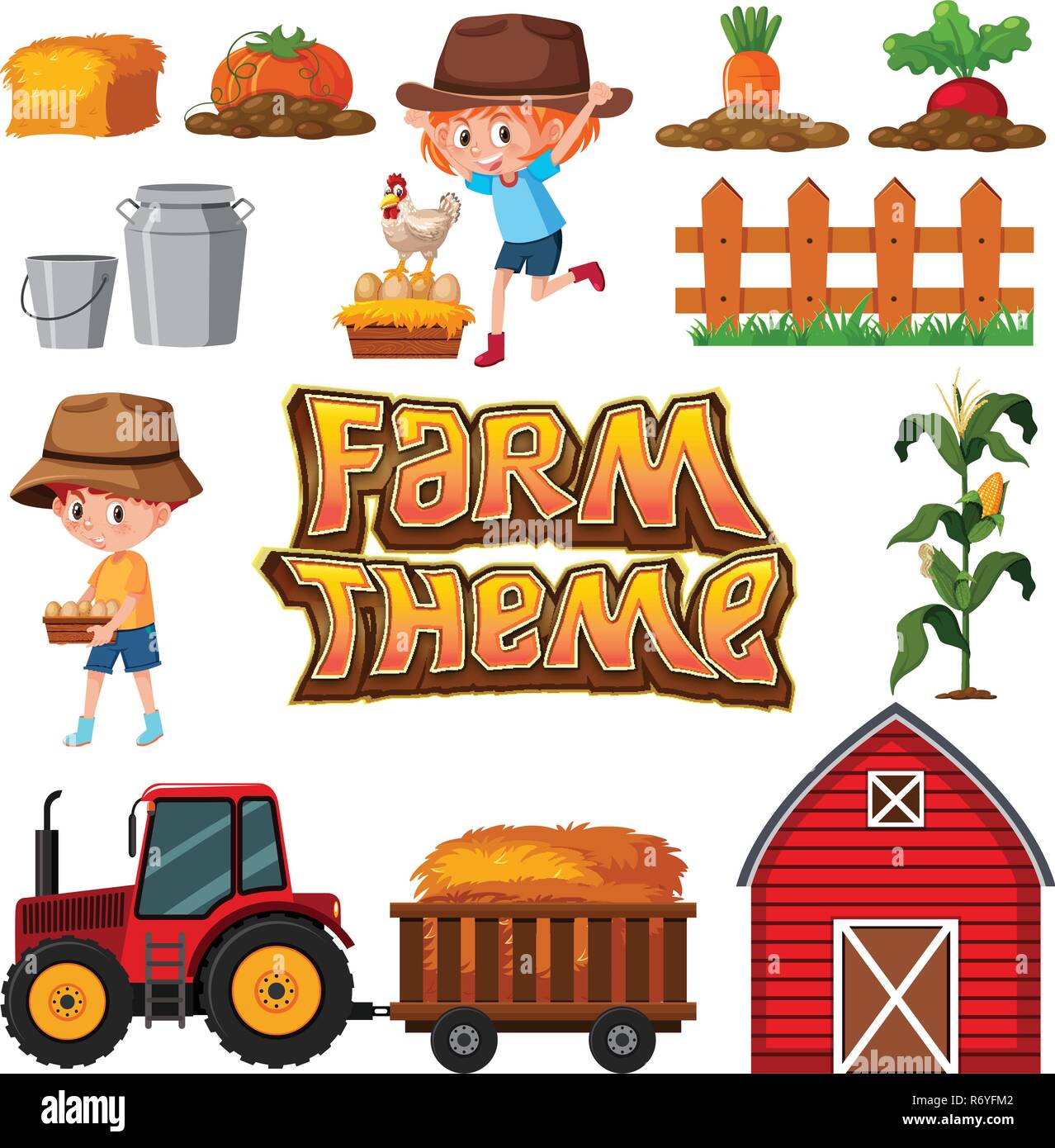 Set of farm element illustration Stock Vector Image & Art - Alamy