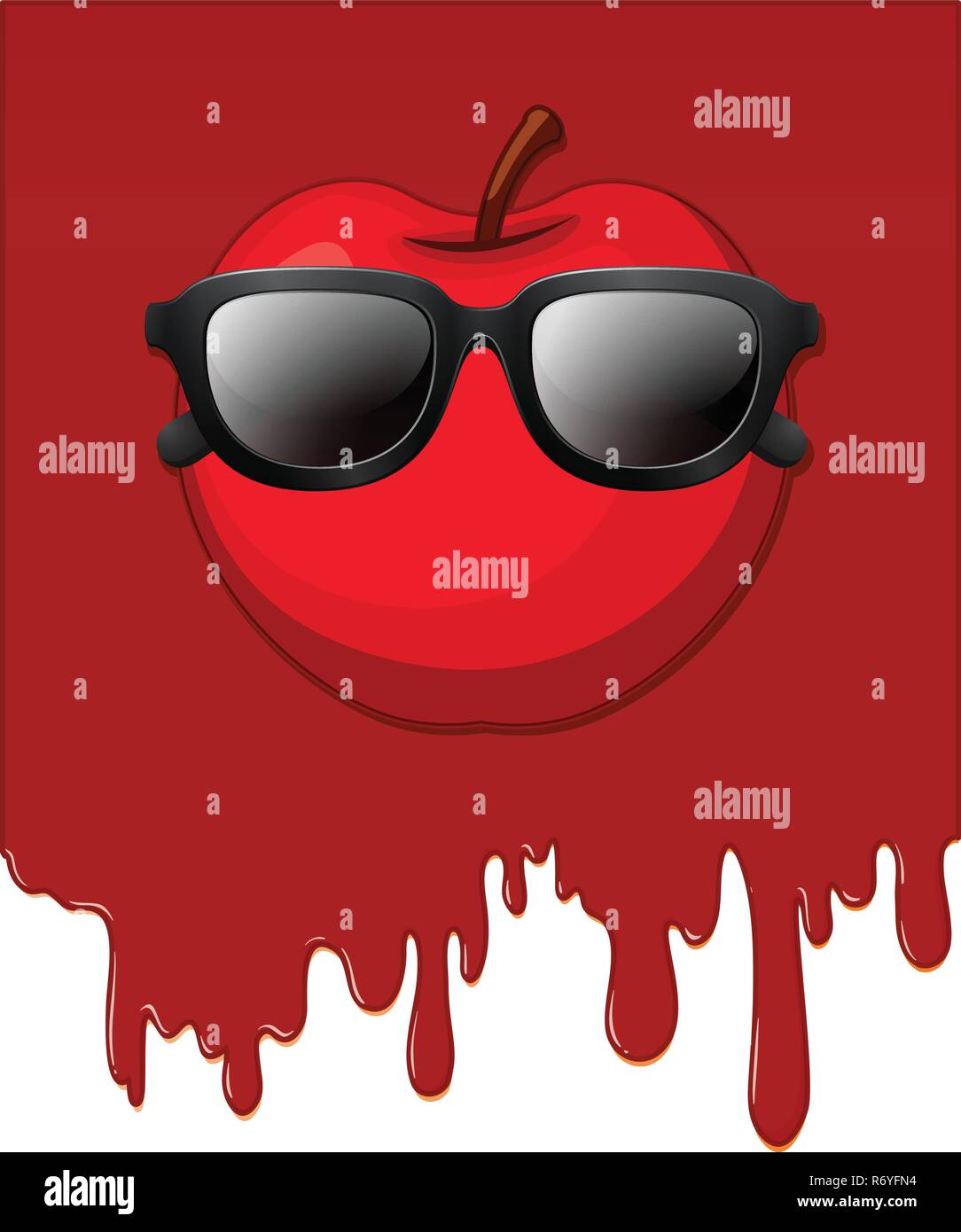 Apple with red dripping background illustration Stock Vector Image ...