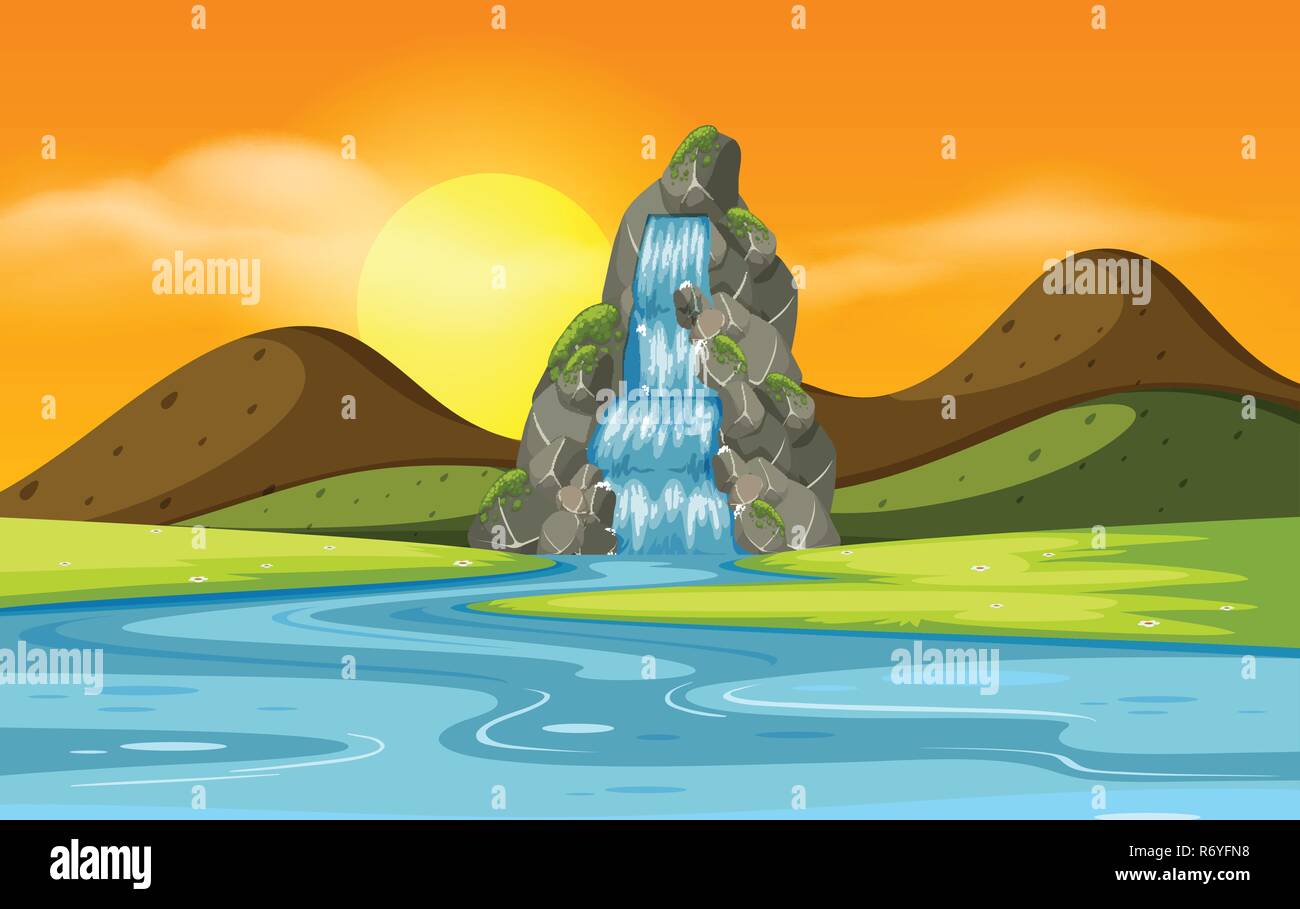 Natural landscape stream in Stock Vector Images - Alamy