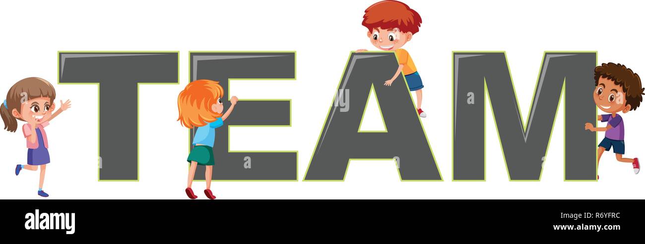 Children with team logo illustration Stock Vector Image & Art - Alamy