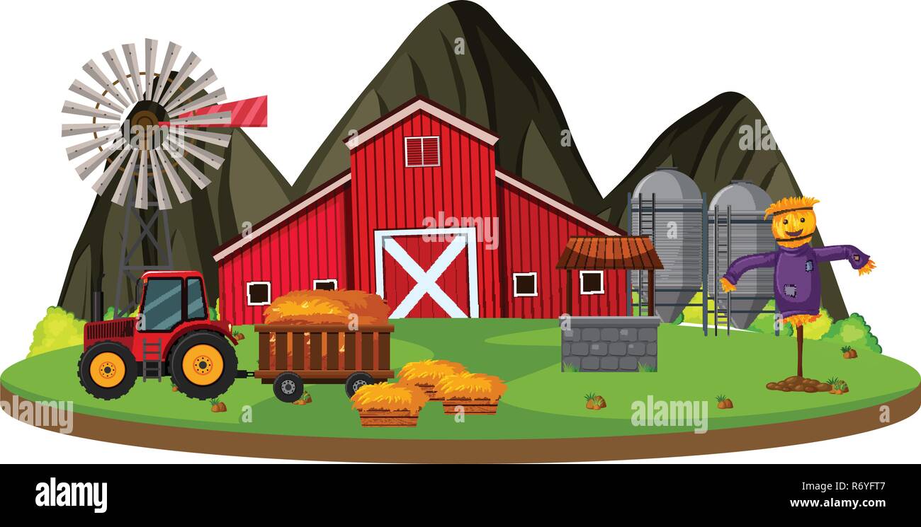 Farm island scene concept illustration Stock Vector Image & Art - Alamy