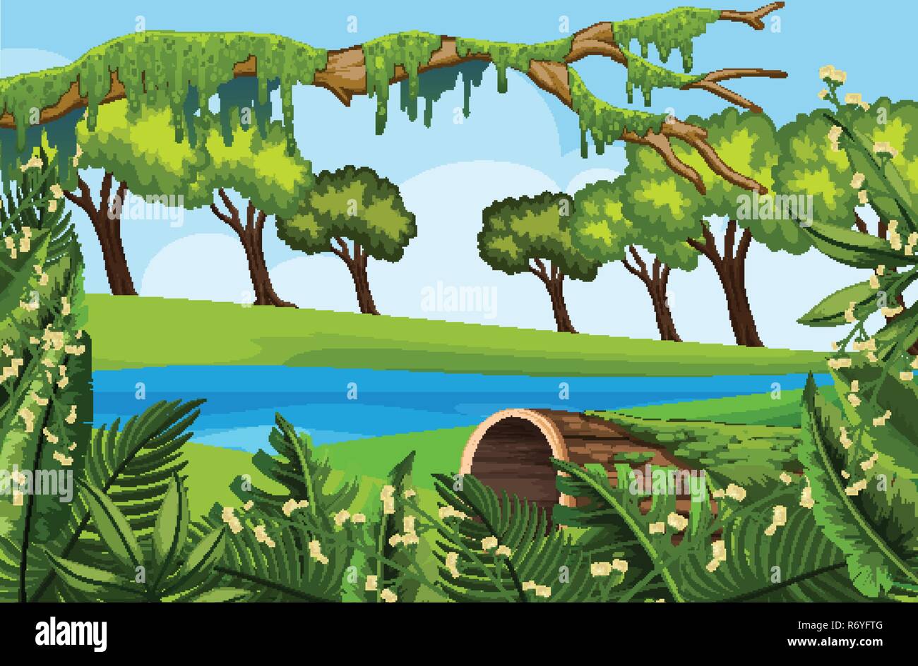 Natural outdoor park scene illustration Stock Vector Image & Art - Alamy
