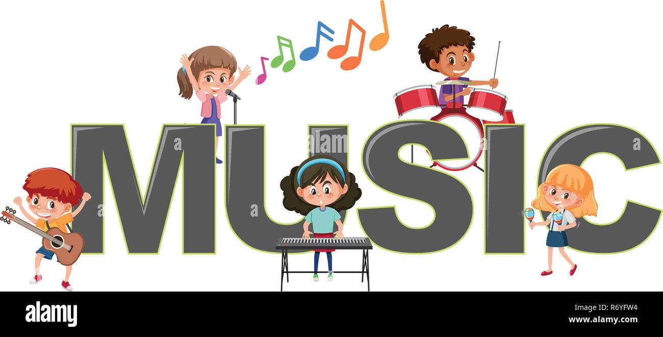 Children with music icon illustration Stock Vector Image & Art - Alamy