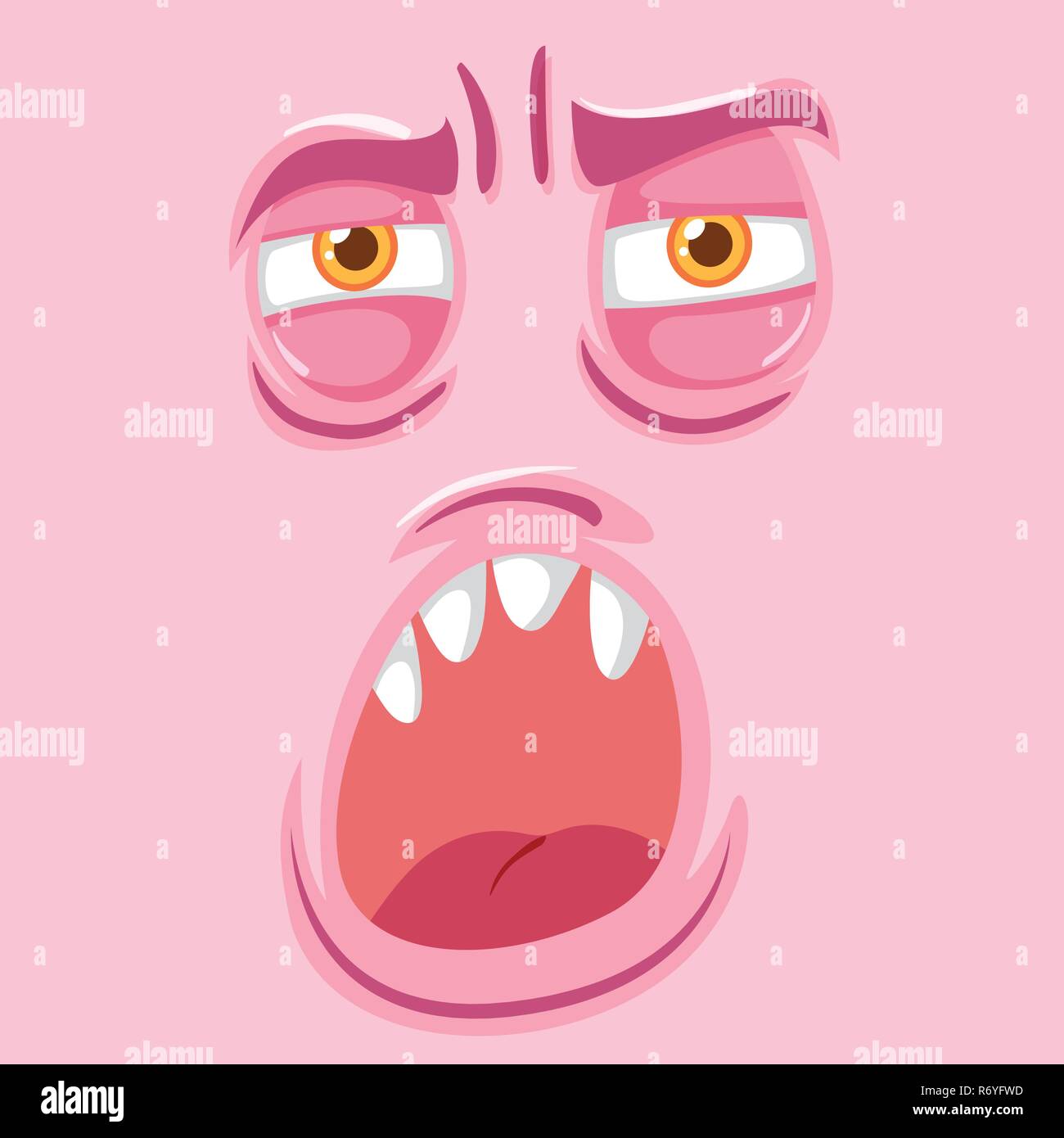 Pink tired monster face illustration Stock Vector Image & Art - Alamy