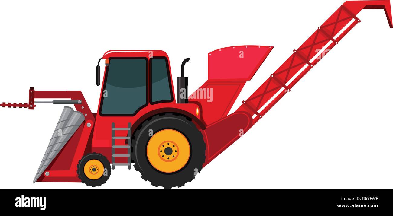 A red backhoe on white background illustration Stock Vector Image & Art ...