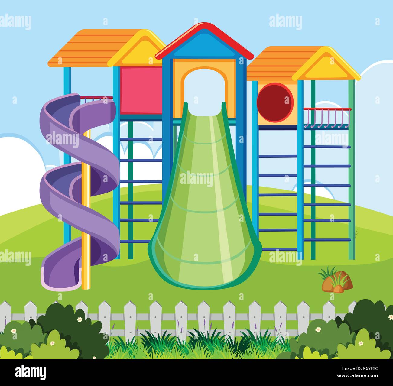 Large playground park scene illustration Stock Vector Image & Art - Alamy