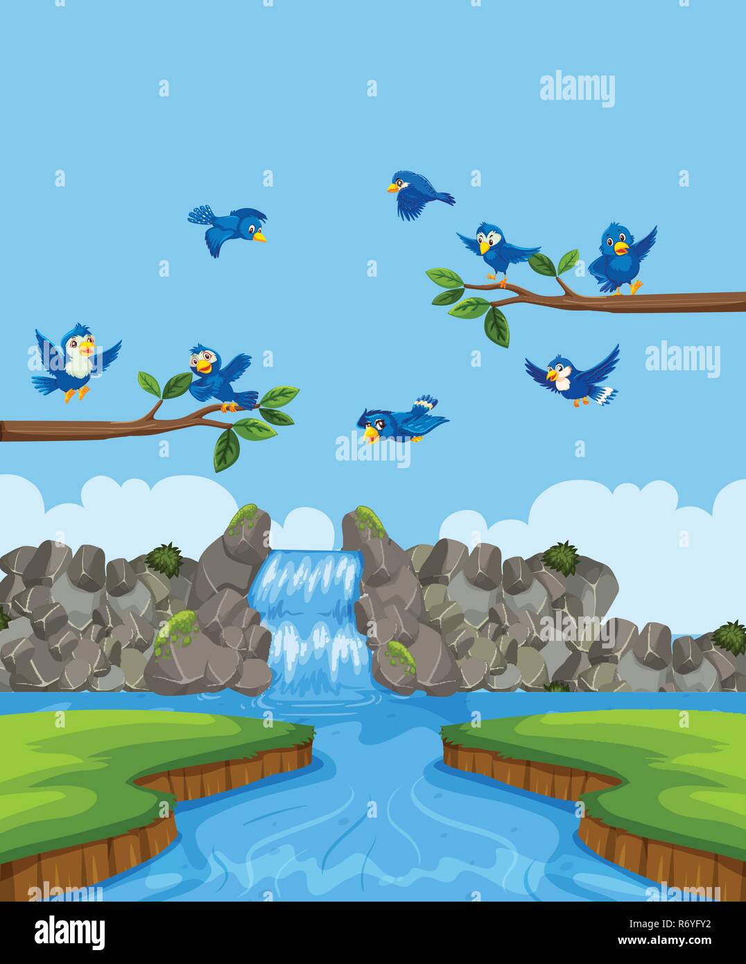 Natural landscape stream in Stock Vector Images - Alamy