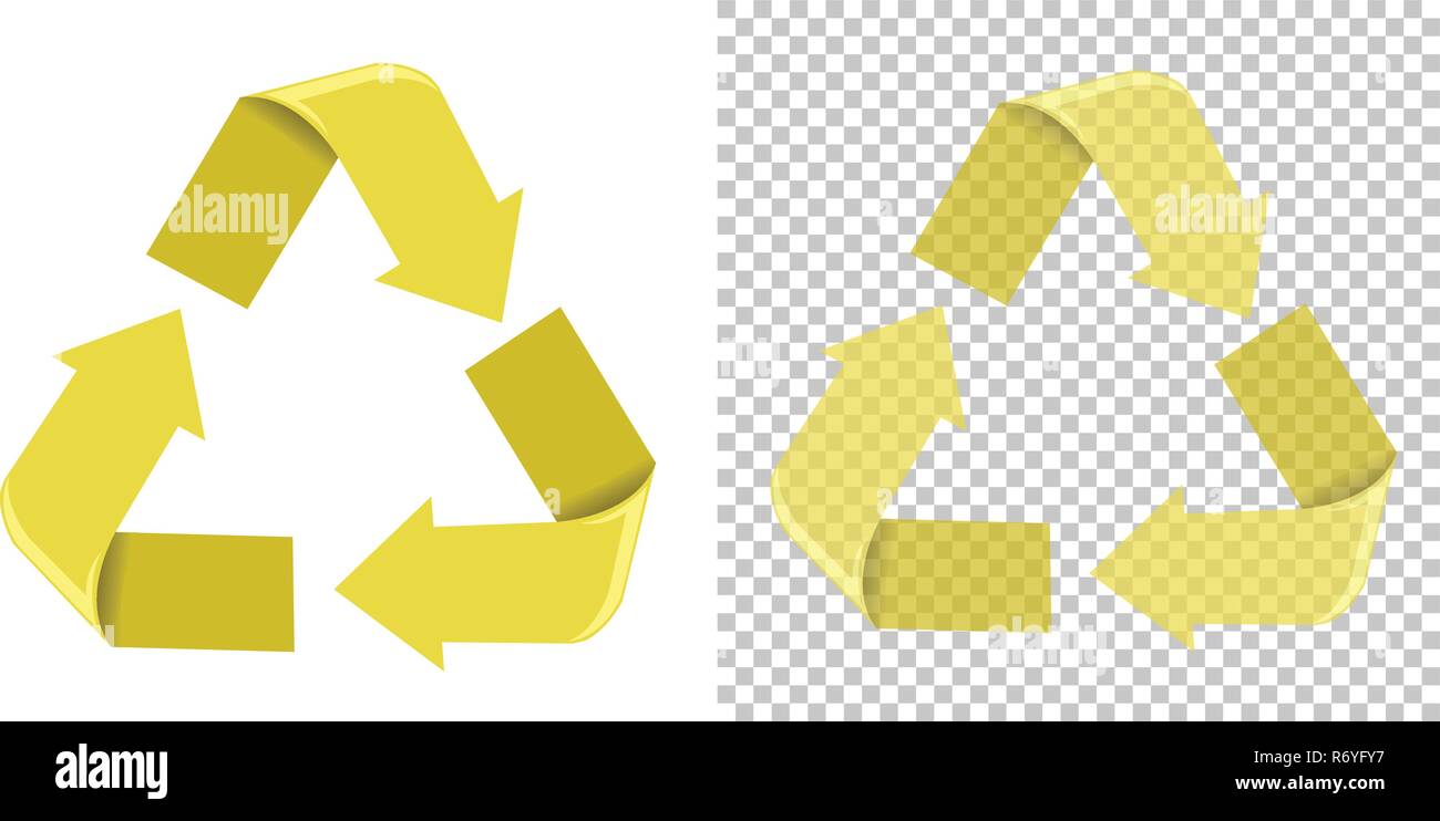 Yellow recycling sign white background illustration Stock Vector Image ...