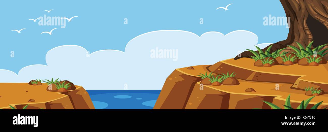 Panorama of cliff landscape illustration Stock Vector Image & Art - Alamy