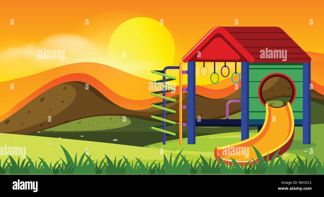 Playground slide on sunset illustration Stock Vector Image & Art - Alamy