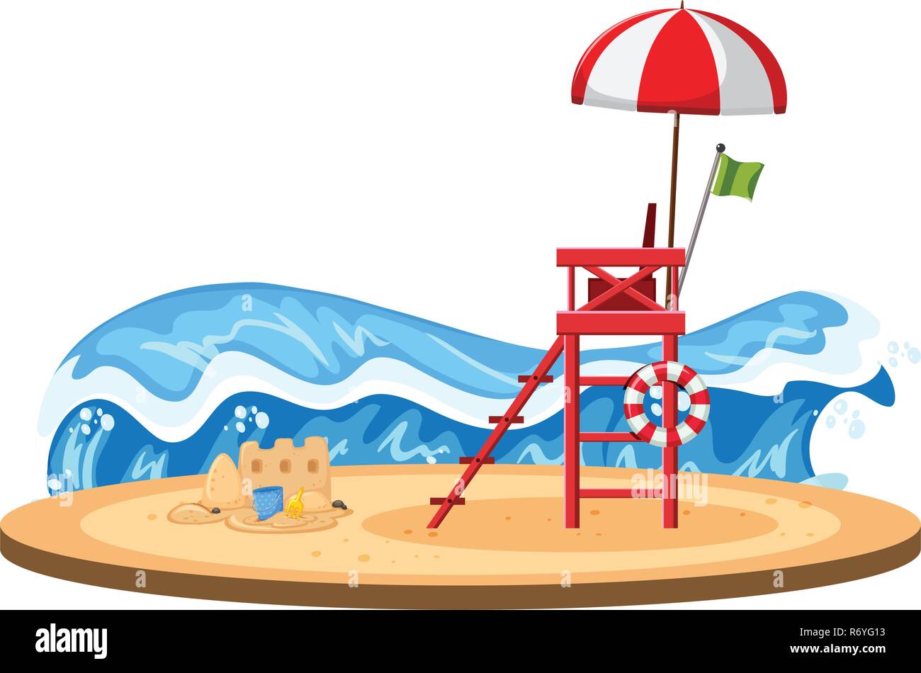 Isolated beach on white background illustration Stock Vector Image ...