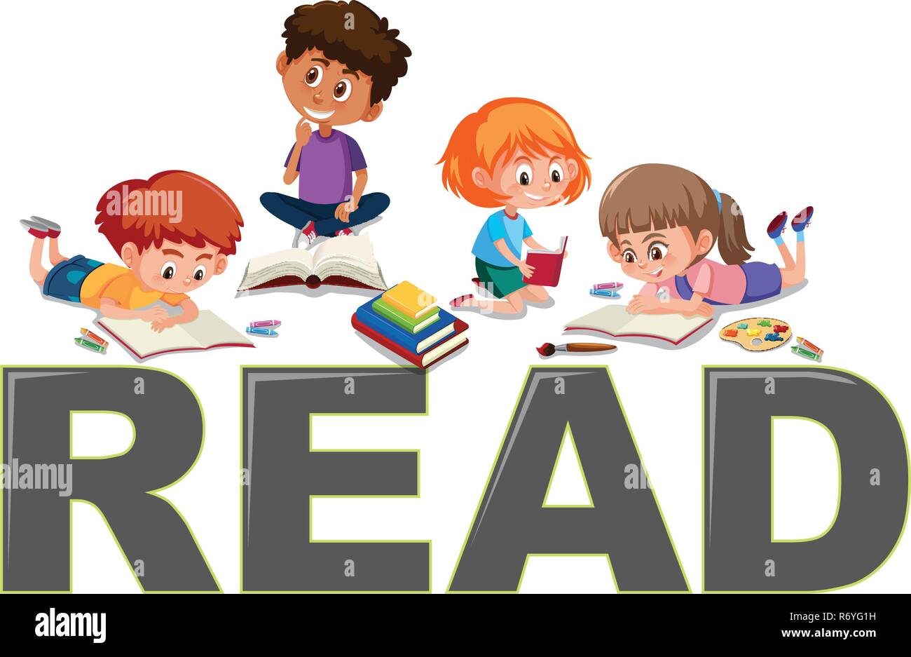 Girl reading text Stock Vector Images - Alamy