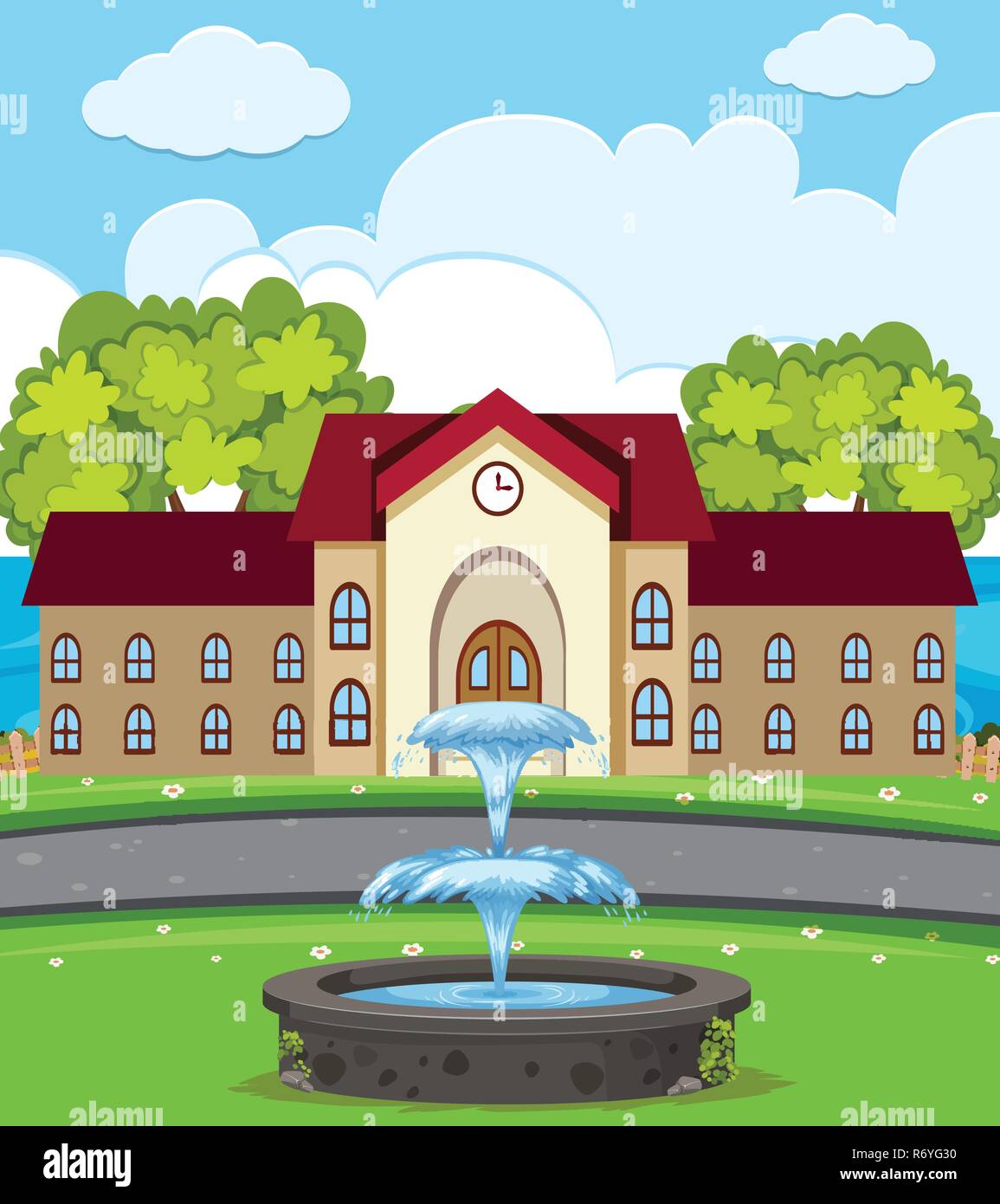 Flat school exterior design illustration Stock Vector Image & Art - Alamy
